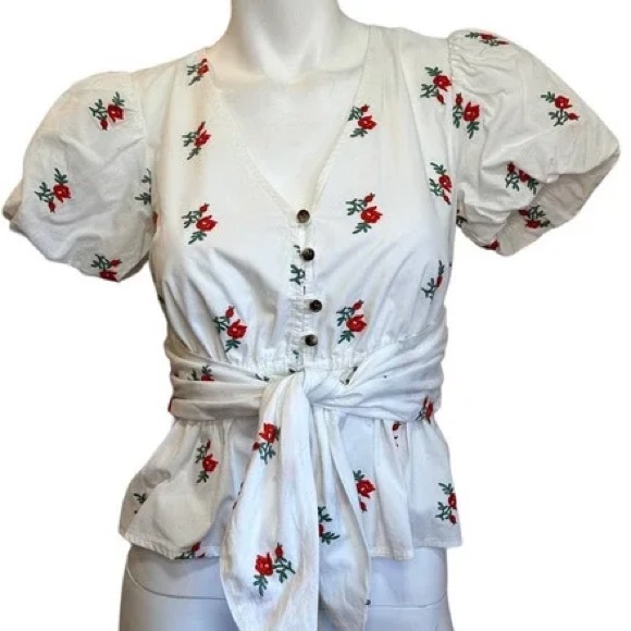 Maeve | Tops | Maeve By Anthropologie Rose Embroidered Button Down Top ...